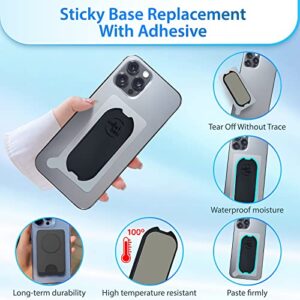 Adhesive Base for Pops Wallet, Detachable Sticky Back Replacement Compatible with Socket Wallet Plus, 2pcs Swappable Black Attachment Piece Plastic Sleeve with 3M Strip Sticker for Wallet+ & iPhone 14