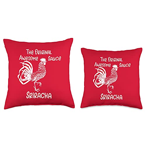 Original Awesome Sauce Sriracha Design Co Long Sleeve Sriracha The Original Awesome Sauce Rooster Throw Pillow, 18x18, Multicolor