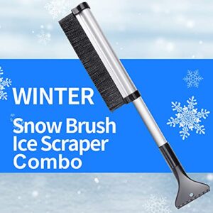 Extendable 24 Inch Snow Brush and Ice Scraper for Cars Trucks Vans and SUVs, Retracts from 24" to 17" for Easy Storage