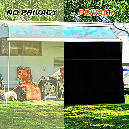 WELLUCK RV Awning Sun Shade Screen with Zipper, 9'X15' Black Mesh Camper Sunshade RV Awning Accessories, UV Blocker Privacy Screen Complete Kit for Motorhome Camper Travel Trailer Canopy