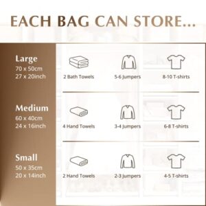 GENIE SPACE - Incredibly Strong Premium Space Saving Roll Up Bags | Variety 6 Pack (2L+2M+2S) | Create 80% More Space | Ideal for Travel or Around The Home.