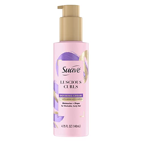 Suave Pink Luscious Curls Styling Cream Hair Cream for Luscious Curls Curl Defining Cream with Amino Acid Complex 4.75 oz