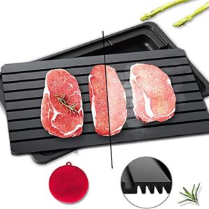 Defrosting Tray for Frozen Meat Rapid and Safer - Thawing Tray for Frozen Meat with Drip Tray - Natural Heating Defroster Tray Miracle Thaw Large Size Upgrades 6mm