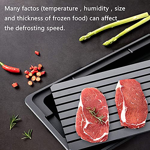 Defrosting Tray for Frozen Meat Rapid and Safer - Thawing Tray for Frozen Meat with Drip Tray - Natural Heating Defroster Tray Miracle Thaw Large Size Upgrades 6mm