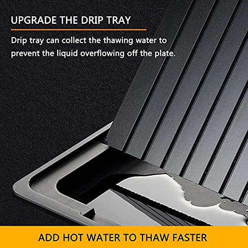 Defrosting Tray for Frozen Meat Rapid and Safer - Thawing Tray for Frozen Meat with Drip Tray - Natural Heating Defroster Tray Miracle Thaw Large Size Upgrades 6mm