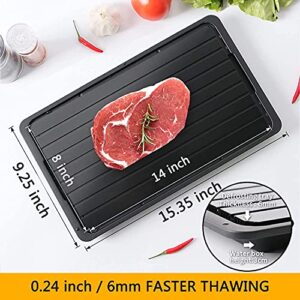 Defrosting Tray for Frozen Meat Rapid and Safer - Thawing Tray for Frozen Meat with Drip Tray - Natural Heating Defroster Tray Miracle Thaw Large Size Upgrades 6mm