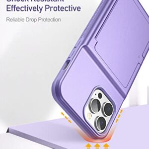 WeLoveCase for Cute iPhone 13 Pro Max Case for Women with Credit Card Holder & Hidden Mirror, Heavy Duty Protection Cover Protective Wallet Case for iPhone 13 Pro Max Light Purple