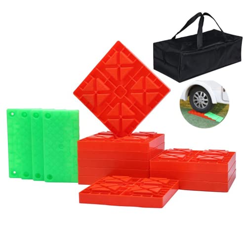 GarfatolRv RV Leveling Blocks with Glow in The Dark Ramp Heavy Duty Camper Leveling Blocks Ideal for Stabilizing and Leveling Your Rigs-10 Pack, Red