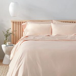 amazon aware 100% organic cotton 300 thread count duvet cover set - blush, full/queen