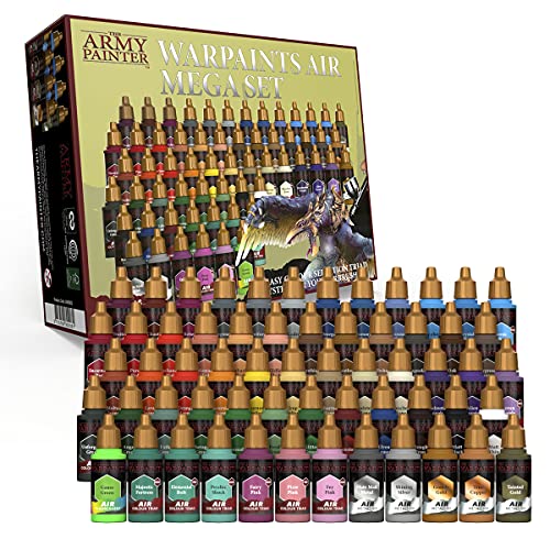 The Army Painter Warpaints Air Mega Set - Non-Toxic Water Based Airbrush paint set – paint and primer for Tabletop Roleplaying, Boardgames, and Wargames Miniature Model Painting