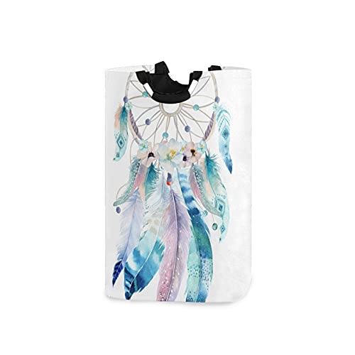 Tarity Watercolor Dream Catcher Laundry Hamper 52L Large Laundry Baskets Oxford Collapsible Dirty Clothes Tote Storage Bag with Handles Foldable Washing Basket Bin for Bedroom Bathroom Closet