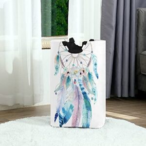 Tarity Watercolor Dream Catcher Laundry Hamper 52L Large Laundry Baskets Oxford Collapsible Dirty Clothes Tote Storage Bag with Handles Foldable Washing Basket Bin for Bedroom Bathroom Closet