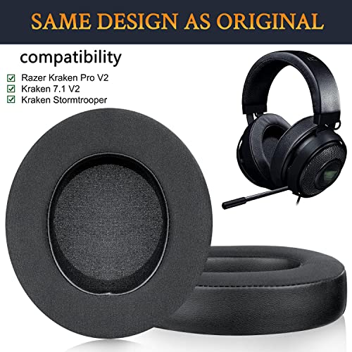 SOULWIT Cooling-Gel Headphones Ear Pads Cushions Replacement for Razer Kraken Pro V2, Kraken 7.1 V2, Kraken Stormtrooper Headset, Earpads with Noise Isolation Memory Foam-Black