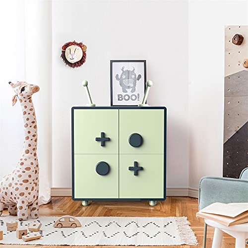 LZYMSZ Accent Storage Cabinet with Door and Shelves, Free Standing Accent Side Cabinet,Large Cube Toy Box Storage Organizer for Kids Playroom Kindgarten Nursery Home Furniture