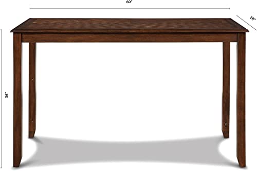 New Classic Furniture Amy Kitchen Counter Island Dining Table for 4 with Storage Shelf & USB Chargers, Traditional Brown Cherry