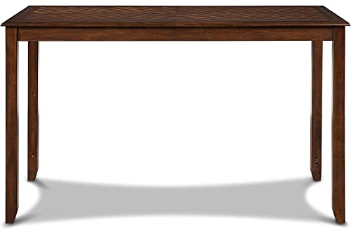 New Classic Furniture Amy Kitchen Counter Island Dining Table for 4 with Storage Shelf & USB Chargers, Traditional Brown Cherry