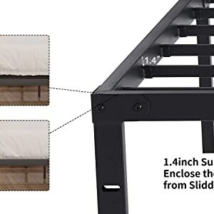 AMOBRO King Size Bed Frame with Storage, Metal 14 Inch Platform Base Foundation Heavy Duty Slats Support Easy Assembly Noise Free No Box Spring Needed Bedframe King Size, Black