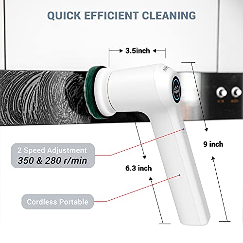 AIRSEE Electric Spin Scrubber for Bathroom Bathtub, Cordless Power Spinning Scrub Brush, Handheld Shower Cleaner Brush with 6 Replaceable Brush Heads for Tile, Tub, Dish, Sink, Grout, Wall, Kitchen