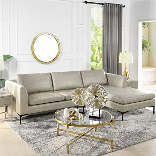 Jennifer Taylor Home S66101-R-U024 Sofa Sectional, Dove Gray Faux Leather