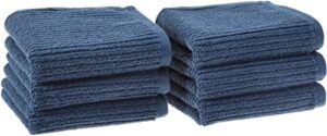 amazon aware 100% organic cotton ribbed bath towels - washcloths, 6-pack, navy