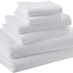 Amazon Aware 100% Organic Cotton Ribbed Bath Towels - 6-Piece Set, White