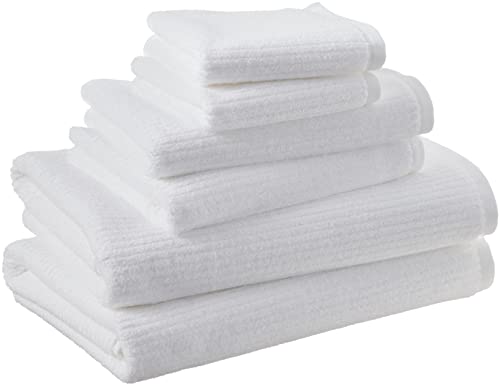 Amazon Aware 100% Organic Cotton Ribbed Bath Towels - 6-Piece Set, White