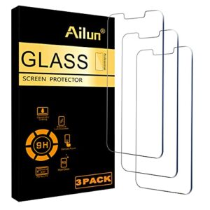 ailun glass screen protector for iphone 14 plus/iphone 13 pro max [6.7 inch display], 3 pack case friendly tempered glass