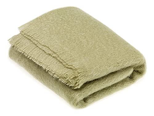 Moon Mohair Throw Blanket, Sage Green, Made in UK