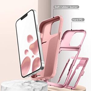 WeLoveCase for iPhone 13 Pro Wallet Case for Women with Credit Card Holder & Hidden Mirror, Two Layer Shockproof Heavy Duty Protection Cover Protective Case for iPhone 13 Pro - 6.1 Inch Rose Gold