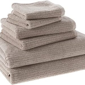 Amazon Aware 100% Organic Cotton Ribbed Bath Towels - 6-Piece Set, Taupe