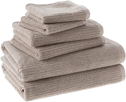 Amazon Aware 100% Organic Cotton Ribbed Bath Towels - 6-Piece Set, Taupe