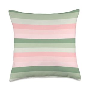 Sage Green and Pink Striped Decorations Sage Green and Pink Striped Modern Simple Pattern Throw Pillow, 18x18, Multicolor