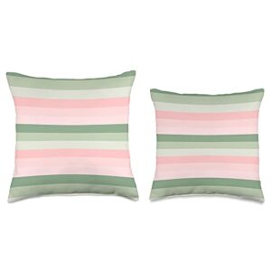 Sage Green and Pink Striped Decorations Sage Green and Pink Striped Modern Simple Pattern Throw Pillow, 18x18, Multicolor