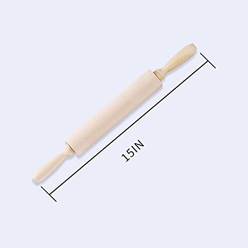 Rolling Pin,15 Inch Wooden Rolling Pins for Backing,Use for Pasta,Cookie Dough,Pastry,Bakery,Pizza,Fondant