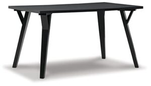 signature design by ashley otaska mid century modern rectangular dining room table, black