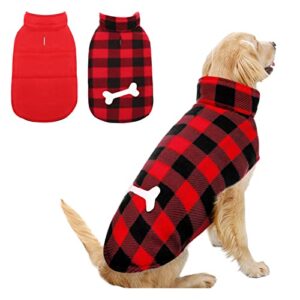 morvigive reversible plaid winter dog coats, waterproof british style puppy snow jacket with harness hole high collar, windproof cold weather dog vest warm pet apparel for small medium large dogs