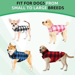 MORVIGIVE Reversible Plaid Winter Dog Coats, Waterproof British Style Puppy Snow Jacket with Harness Hole High Collar, Windproof Cold Weather Dog Vest Warm Pet Apparel for Small Medium Large Dogs