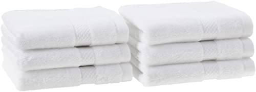 Amazon Aware 100% Organic Cotton Plush Bath Towels - Washcloths, 6-Pack, White