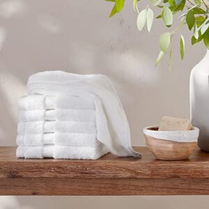 Amazon Aware 100% Organic Cotton Plush Bath Towels - Washcloths, 6-Pack, White