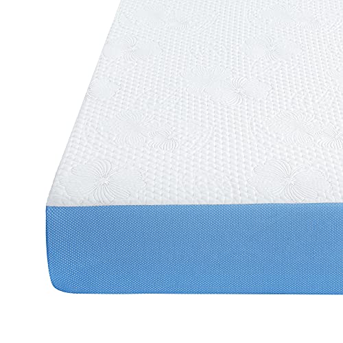 Olee Sleep 7 Inch Ventilated Gel Infused Memory Foam Mattress, CertiPUR-US® Certified, Blue, Twin