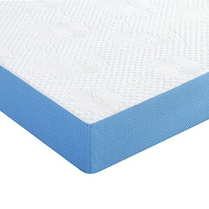 Olee Sleep 7 Inch Ventilated Gel Infused Memory Foam Mattress, CertiPUR-US® Certified, Blue, Twin