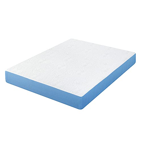 Olee Sleep 7 Inch Ventilated Gel Infused Memory Foam Mattress, CertiPUR-US® Certified, Blue, Twin