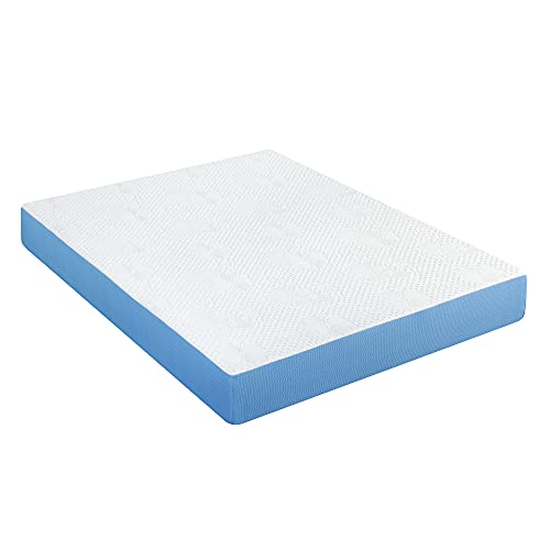 Olee Sleep 7 Inch Ventilated Gel Infused Memory Foam Mattress, CertiPUR-US® Certified, Blue, Twin