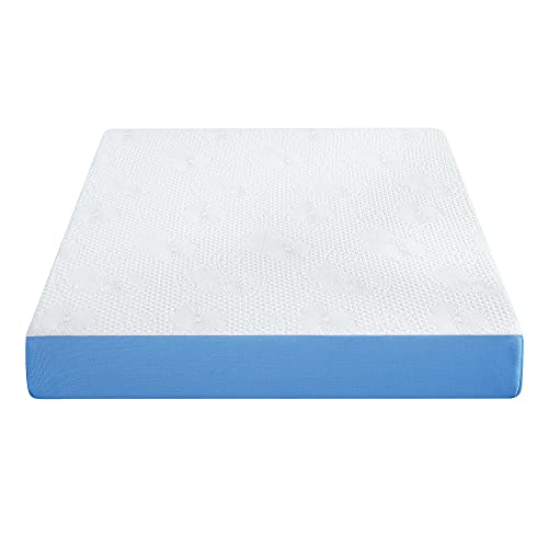 Olee Sleep 7 Inch Ventilated Gel Infused Memory Foam Mattress, CertiPUR-US® Certified, Blue, Twin