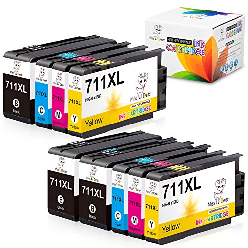 Miss Deer 711XL Ink Cartridges (3 Black,2 Cyan,2 Magenta,2 Yellow) 9Pack