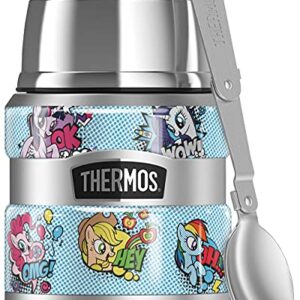 THERMOS My Little Pony Tv Pony Comic STAINLESS KING Stainless Steel Food Jar with Folding Spoon, Vacuum insulated & Double Wall, 16oz