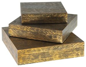 signature design by ashley keldy box, set of 3, 13"w x 13"d x 3"h, metallic