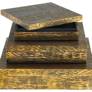 Signature Design by Ashley Keldy Box, Set of 3, 13"W x 13"D x 3"H, Metallic