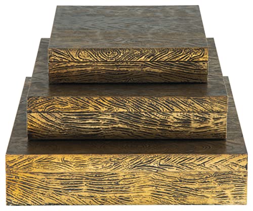 Signature Design by Ashley Keldy Box, Set of 3, 13"W x 13"D x 3"H, Metallic