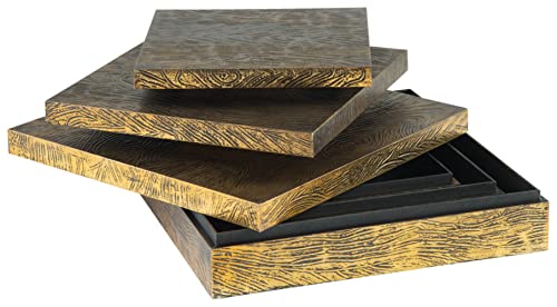 Signature Design by Ashley Keldy Box, Set of 3, 13"W x 13"D x 3"H, Metallic